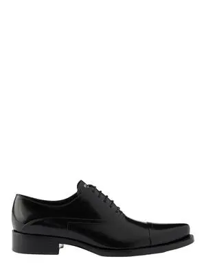 Prada Laced Leather Shoes - Black