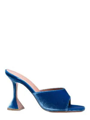 Amina Muaddi Velvet Open Toe Slip-on Mules - Blue