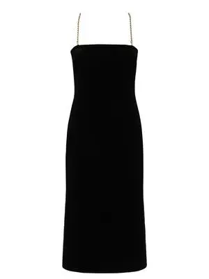 FERRAGAMO Midi Tube Dress With Twisted Chain Straps - Black