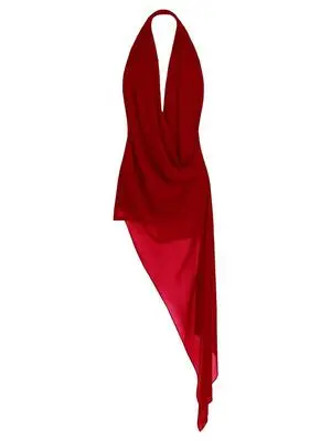 AVENUE 8 Chiffon Draped Mini Dress - Red