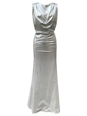 IMAATU Metallic Faux Leather Sculpting Maxi Dress - Silver