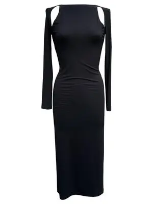 IMAATU Cold-shoulder Cut-out Sculpting Elastic Viscose Midi Dress - Black