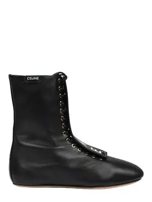 Celine Logo-embossed Lambskin Ankle Boots - Black