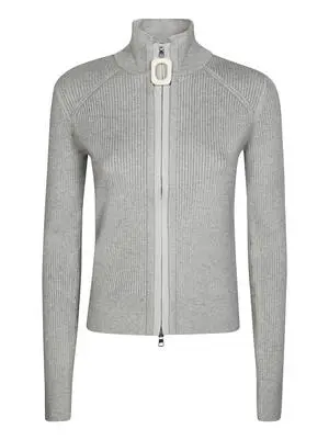 JW Anderson Zip-up Cardigan In Cotton And Cashmere - Grigio