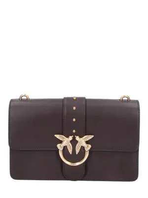 Pinko PINKO Leather Flap Shoulder Bag Brown