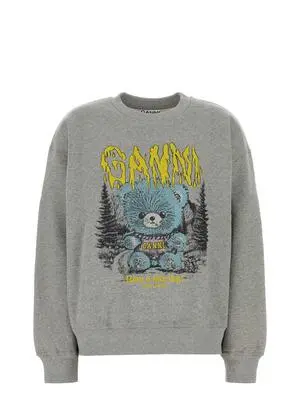 GANNI Organic Cotton Graphic Sweatshirt - Grey