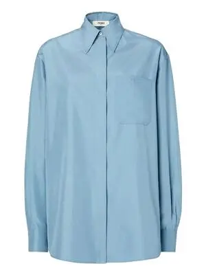 Fendi FENDI Logo Silk Shirt Azure