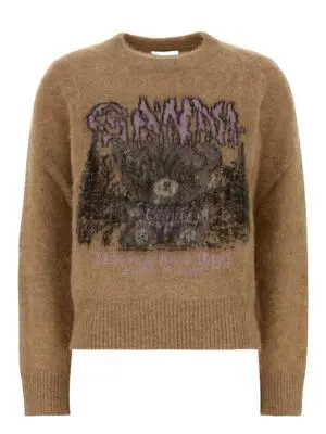 GANNI Brushed Alpaca Teddy Sweater - Camel