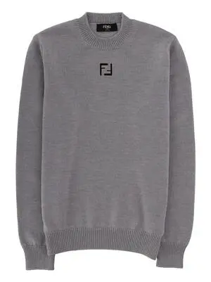Fendi FENDI Virgin Wool Logo Crewneck Pullover Grey