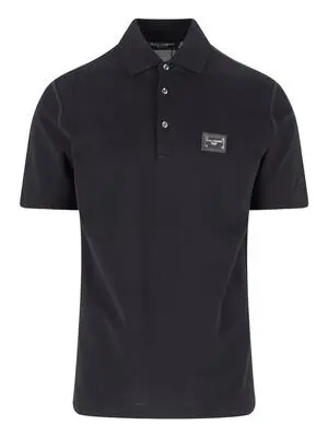 Dolce & Gabbana Classic Polo With Signature Logo - Black