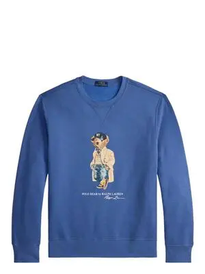 Polo Ralph Lauren POLO RALPH LAUREN Polo Bear Crewneck Rib-Knit V-Inset Sweater Blu