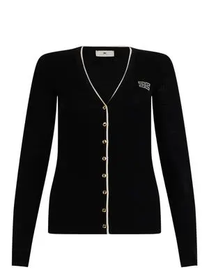 Elisabetta Franchi Wool-blend Button-front Cardigan - Black