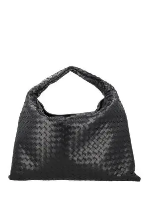Bottega Veneta Hop Large Leather Shoulder Bag - Black