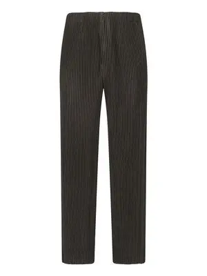 Issey Miyake Homme Plisse Pleated Trousers In 100% Polyester - Brown