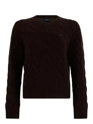 Polo Ralph Lauren Crewneck Braided Wool-cashmere Sweater For - Brown