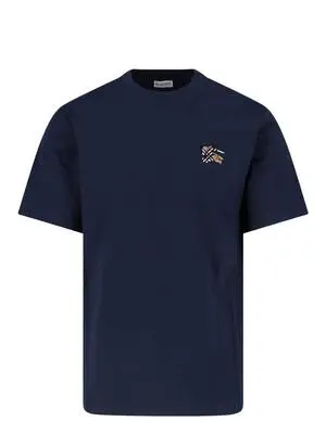 Burberry Embroidered Logo T-shirt - Blue