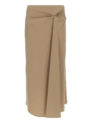 Max Mara Maxi Length Draped Midi Skirt With Paint Detail - Beige