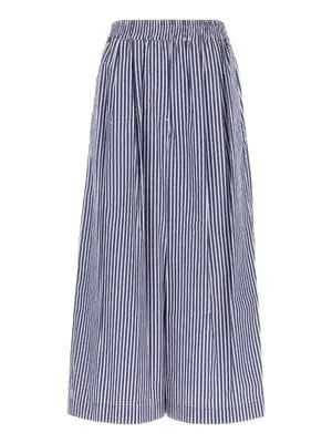 WEEKEND Embroidered Cotton Wide-leg Pants - Stripped