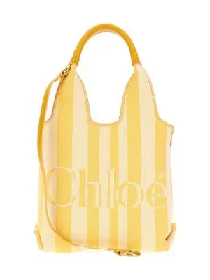 Chloé Embroidered Canvas Striped Handbag, 20 Cm X 30 Cm X 9 Cm - Stripped