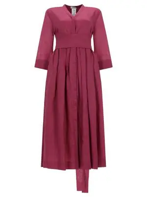 Max Mara Sculpted Midi Camilla Gown In Ramie - Red
