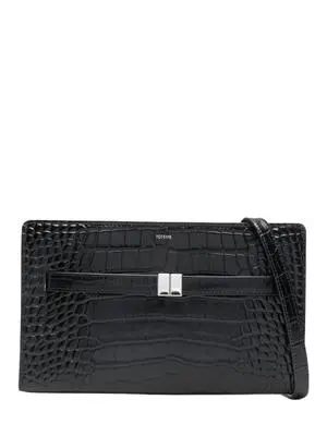 TOTEME Embossed Leather Shoulder Bag - Black