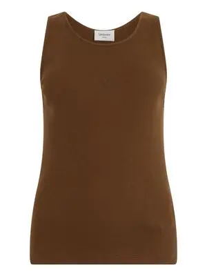 SAINT LAURENT SAINT LAURENT Ribbed Cotton Sleeveless Top