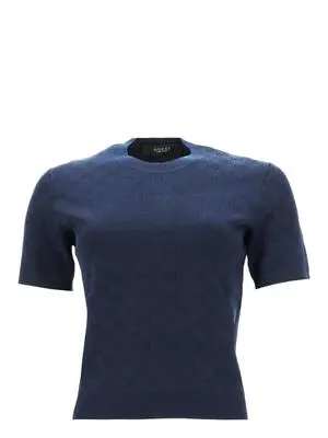 Gucci Gg Jacquard Viscose Top - Blue