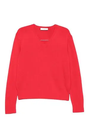 DUNST Wool And Cashmere V-necked Sweater - Red