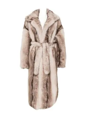 THE FRANKIE SHOP Ravello Faux Fur Long Coat - Grey