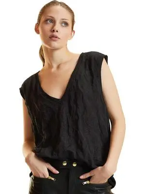 Cynthia Rowley Parchment Knit Tank - Black