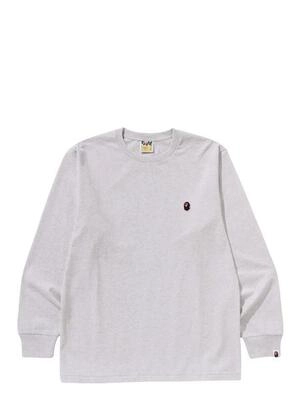 A BATHING APE One Point Long Sleeve Tee Shirt Gray