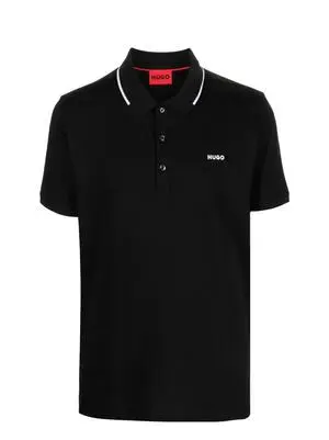 Hugo Boss Hugo Contrast Trim Logo Polo Shirt - Black