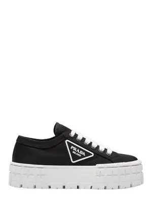 Prada Double Wheel Thick-soled Nylon Gabardine Trainers - Black