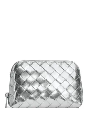Bottega Veneta Intrecciato Half-moon Beauty Pouch - Gray