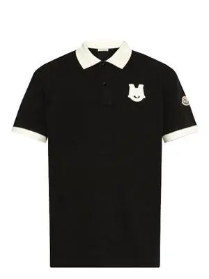 Moncler Logo Patch Short-sleeve Polo Shirt - Black