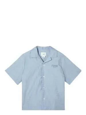 Fendi Ff Logo-jacquard Shirt - Light Blue