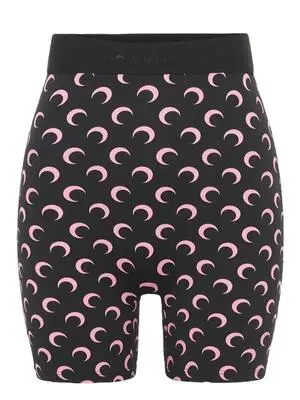 MARINE SERRE Crescent Print Stretched Mini Shorts - Black