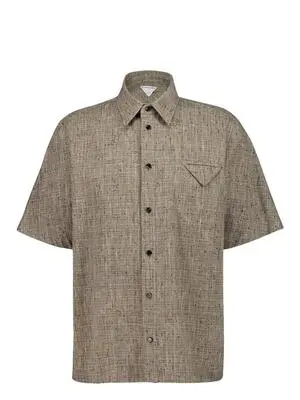 Bottega Veneta Sahara Mel Short-sleeve Flecked Shirt - Gray