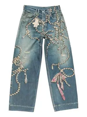 Acne Studios Distressed Loose Fit Jeans - Medium Blue