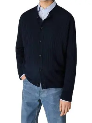 Bottega Veneta Wool Rib Cardigan - Abyss