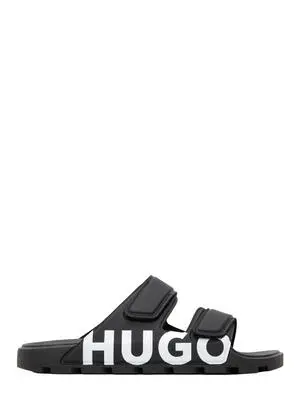 Hugo Boss Hugo Boss Logo Double-Strap Slippers Black