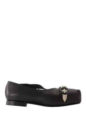 Toga Metallic Detail Square-toe Ballerina - Black