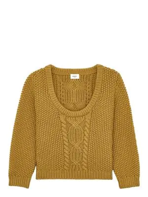 Saint Laurent Saint Laurent Wool Knit Scoop-Neck Sweater Ocre
