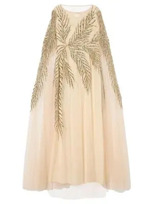 Marina Rinaldi X Tony Ward Embellished Maxi Dress And Cape - White
