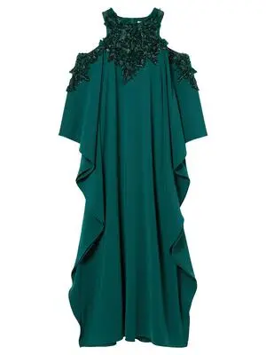 Marina Rinaldi X Tony Ward Embellished Cold-shoulder Maxi Dress - Clear