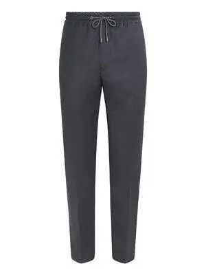 Pal Zileri Stretch-virgin Wool Drawstring Trousers - Grey