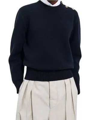 Bottega Veneta Wool And Cotton Sweater - Midnight Blue