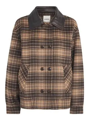 Sandro Wool-blend Oversized Check Coat - Brown