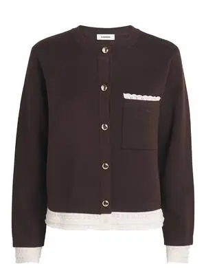 Sandro Lace-detail Cardigan - Brown