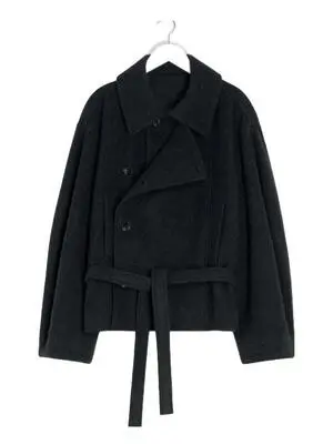 LEMAIRE Lemaire Long-Sleeved Belted Short Coat Black